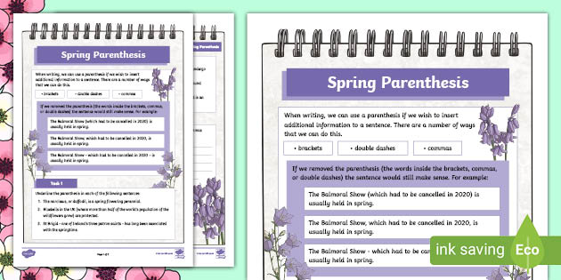 Spring Parenthesis Activity (teacher made)