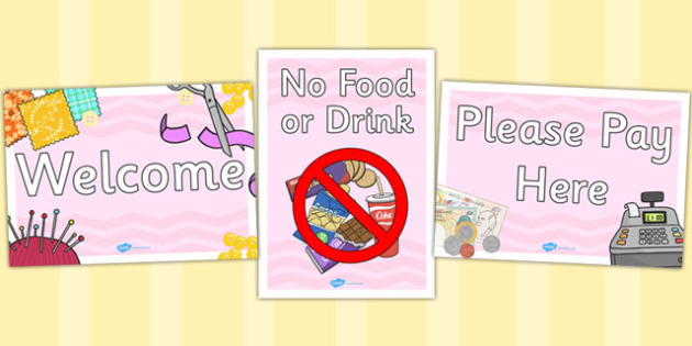 Haberdashery Role Play Signs (teacher made)