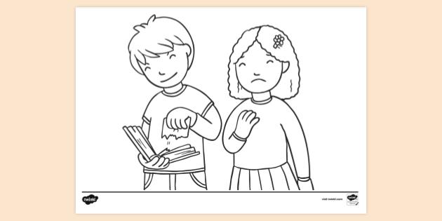 Child Ripping Book Colouring | Colouring Sheets