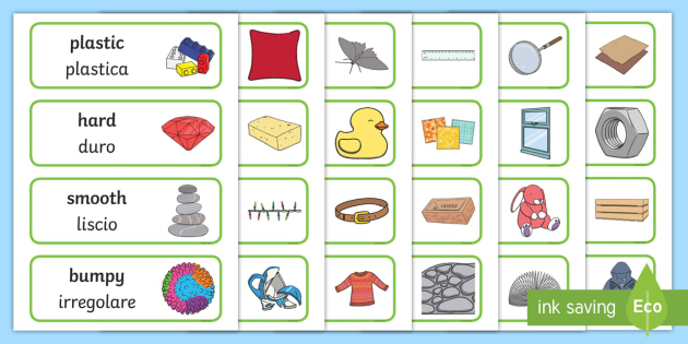 Materials Word Cards English/Italian (teacher made)