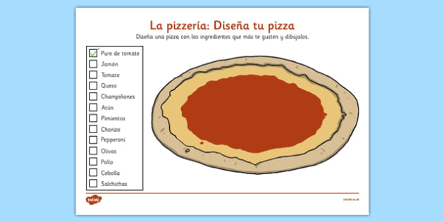 Ficha de actividad: Diseña una pizza (teacher made)
