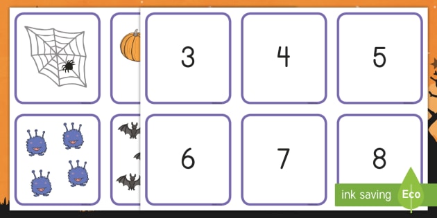 Halloween Number Matching Cards