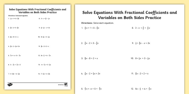 Expressions And Equations Worksheet 8th Grade Solving Two Step