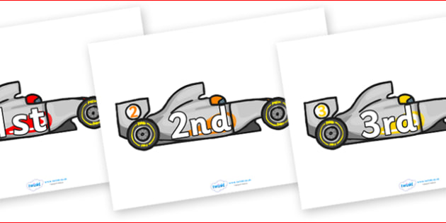 FREE! - Racing Car Ordinal Number Posters (teacher made)