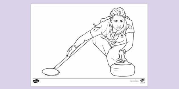 Red Curling Rock Colouring Sheet | Colouring Sheets