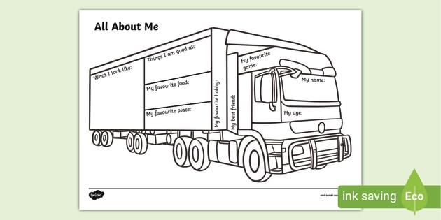All About Me Trucks Worksheet (teacher made)