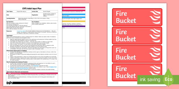 EYFS Bucket Brigade Adult Input Plan and Resource Pack