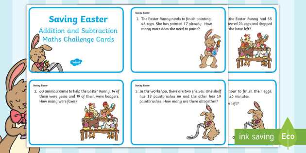 KS1 Saving Easter Addition and Subtraction Maths Challenge Cards