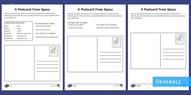 Back to Earth with a Bump: Space Postcard Template - Twinkl
