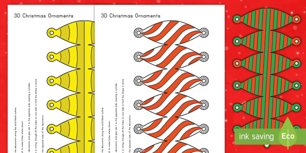 Simple 3D Christmas Ornament Paper Craft - Christmas, ornaments