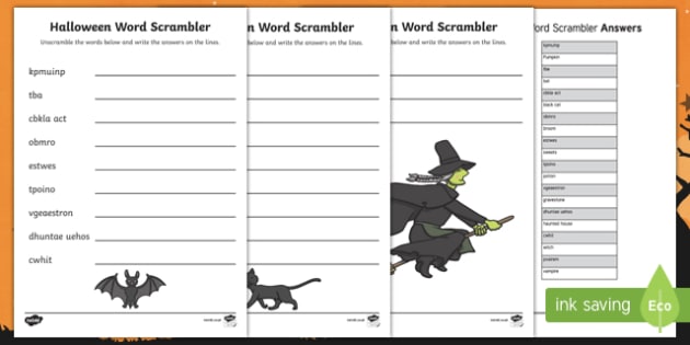 Halloween Themed Word Unscramble - ESL Halloween Exercise