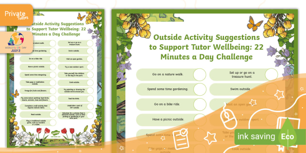 FREE! - Outside Activity Suggestions for Tutors - 22 Mins Challenge