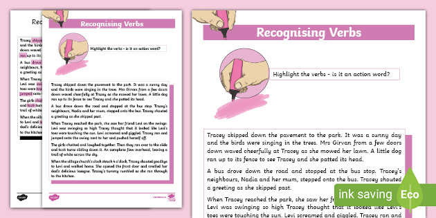 Recognising Verbs Activity - Grammar & Literacy Resource