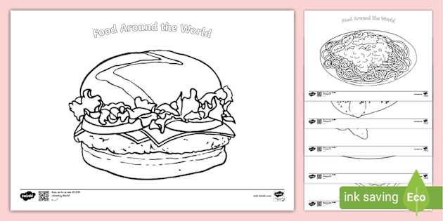 food around the world coloring page