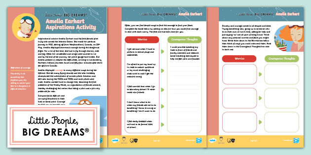FREE! - Little People, Big Dreams: Amelia Earhart Aspirations Activity