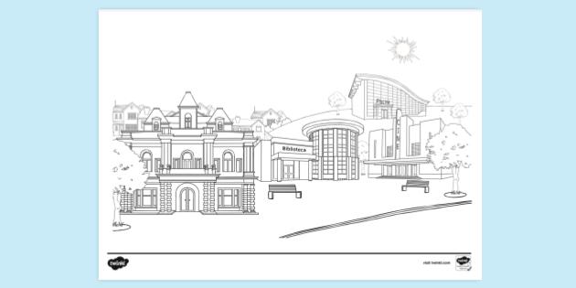 FREE! - City Colouring Sheet | Primary Resource | Twinkl