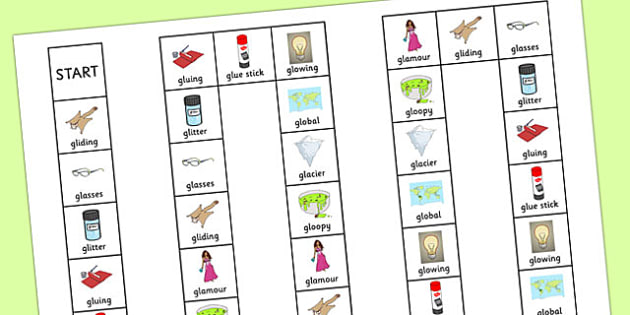 Two Syllable GL Board Game (teacher made)