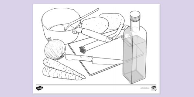 FREE! - recipe ingredients and equipment colouring sheet