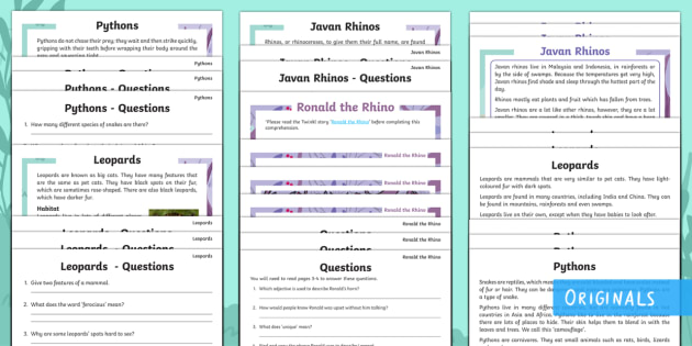 Ronald the Rhino Differentiated Reading Comprehension Pack