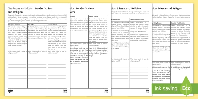 Challenges to Religion Case Studies Worksheet / Worksheet