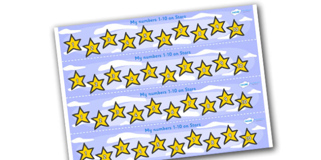 1-10 on Stars Number Strips (teacher made)
