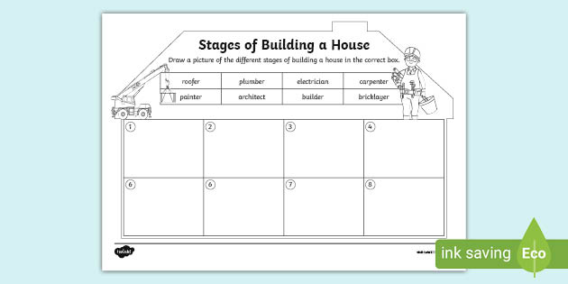 Stages of Building a House Drawing Activity (teacher made)