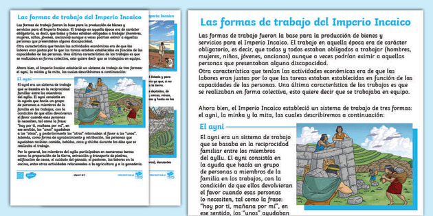 Hojas De Trabajo Incas