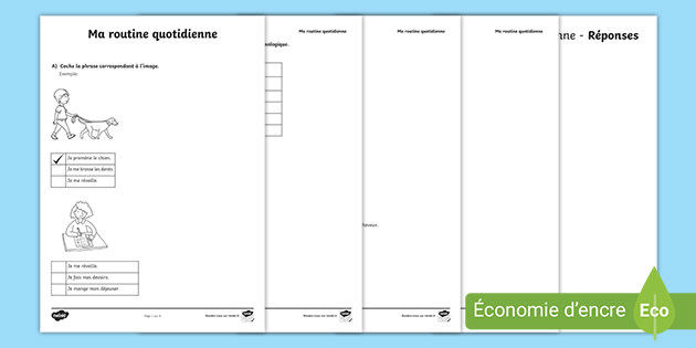 Fiches d'activités de lecture : ma routine quotidienne