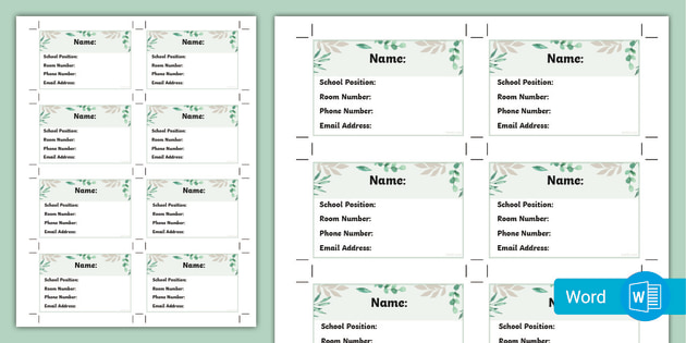 Botanical Teacher Information Cards (teacher made)