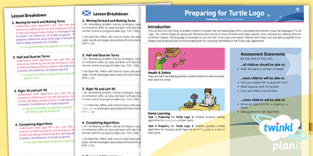 FREE! - Computing: Preparing for Turtle Logo Year 2 Planning Overview CfE
