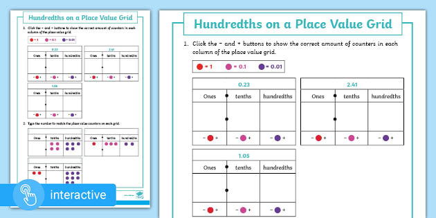 Decimal Place Value Grid Interactive Activity - Grade 3 Math