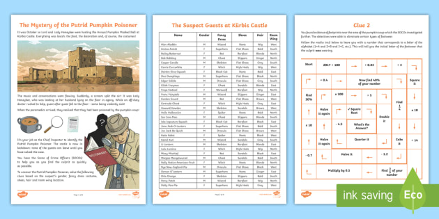 UKS2 The Mystery of The Putrid Pumpkin Poisoner Maths Game