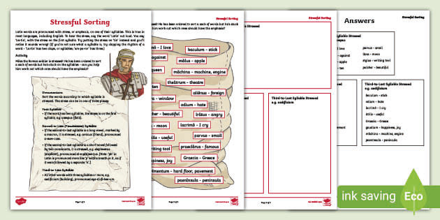 👉 Talk like a Roman: Stressful Sorting (teacher made)