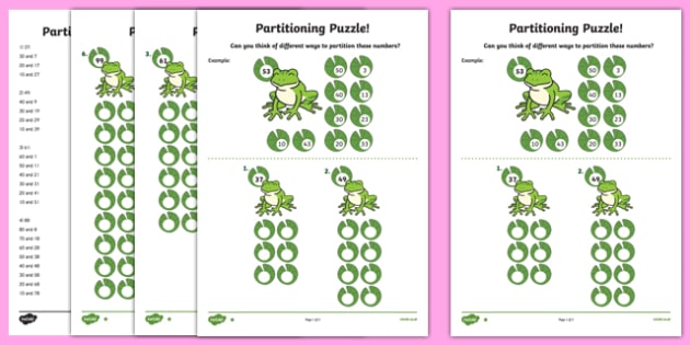 Number Partition Puzzle Mathletics Worksheet (teacher made)