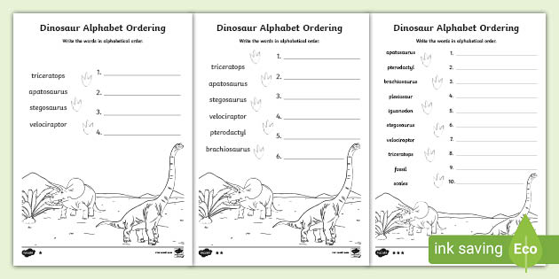 Dinosaur Alphabet Ordering Worksheet (teacher made)