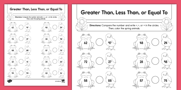 Compare Two Digit Numbers Worksheets For Kindergarten Comparing