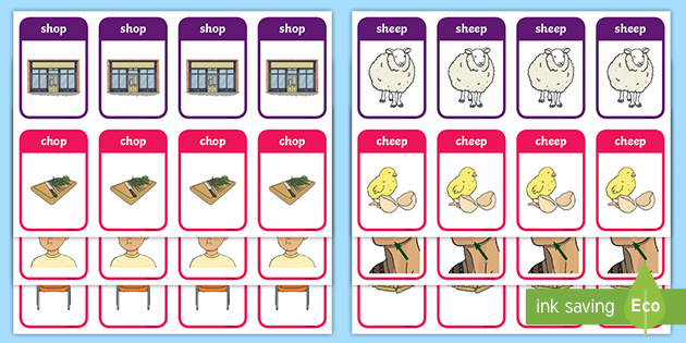 /ch/ vs /sh/ Minimal Pair Snap Cards (teacher made)