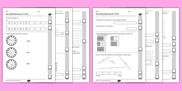 Maths Reasoning Year 3 Test Set 1 Assessment Pack