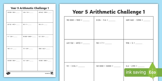 👉 * NEW * Year 5 Arithmetic Challenge 1 (teacher made)