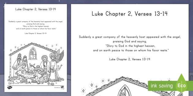 Luke 2:13-14 Manger Scene Mindfulness Coloring Page - Bible, Verse, Memory