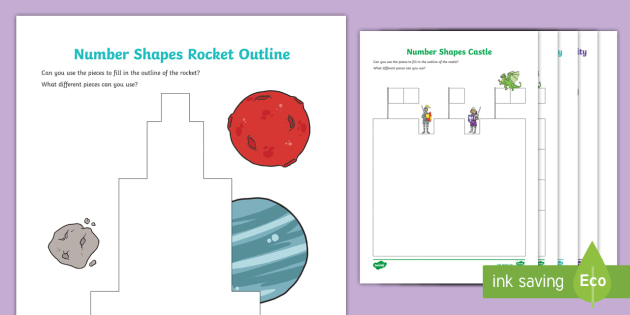 * NEW * Number Shapes Outlines and Matching Activities Resource