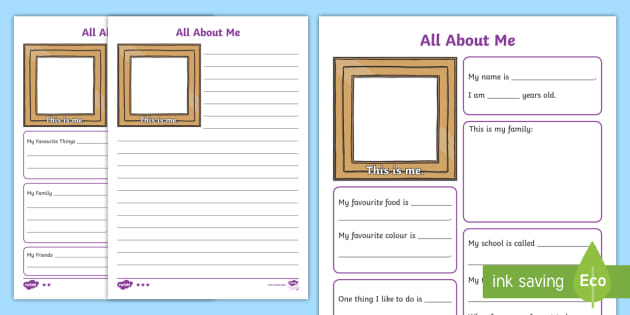All About Me School Twinning Differentiated Worksheet