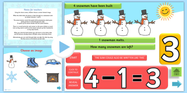 Winter Themed Subtraction PowerPoint
