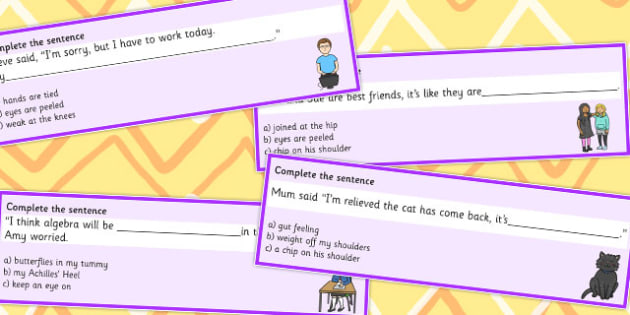 Complete The Sentence With An Idiom Multiple Choice - activity