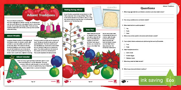 Advent Traditions Differentiated Reading Comprehension