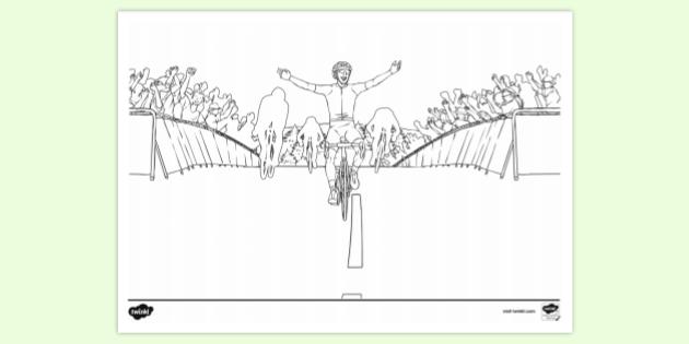 FREE! - Winning Cyclist Scene Colouring Sheet | Colouring Sheets