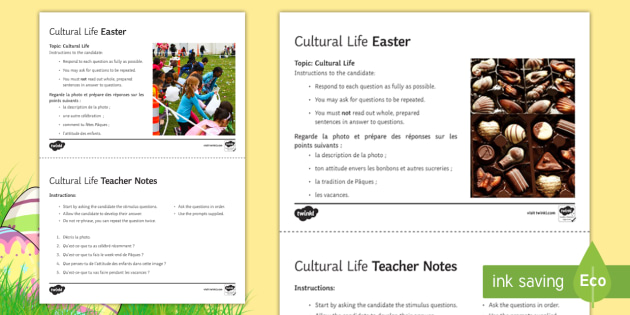 Easter Inference and Question Cards Picture Cards French