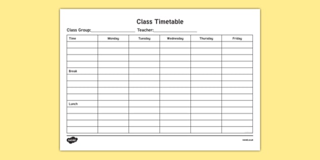 ROI Class Timetable Checklist-Irish