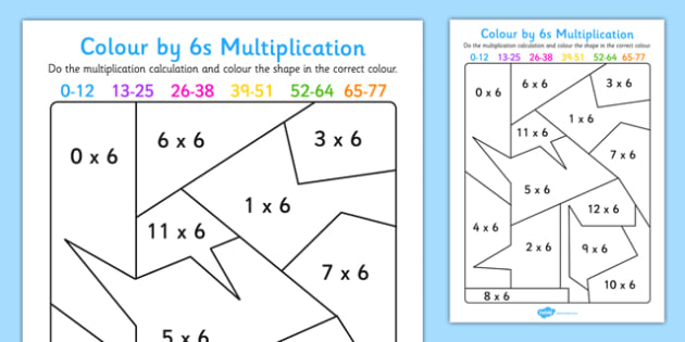 Colour By 6s Multiplication Activity Worksheet Colour By 6s Multiplication Activity Worksheet