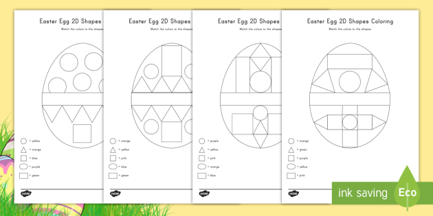Easter Egg Color by 2D Shapes Worksheet / Worksheets
